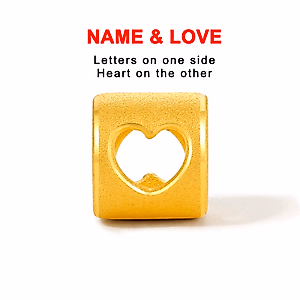 ZHOU LIU FU Solid Gold Charms Bracelets Letters Bracelet Beads 24k Gold Jewelry Charm for Necklaces Bracelets Pendants A B C D E F G H I J K L M N O P Q R S T U V W X Y Z Moon Star Crown Heart (J)