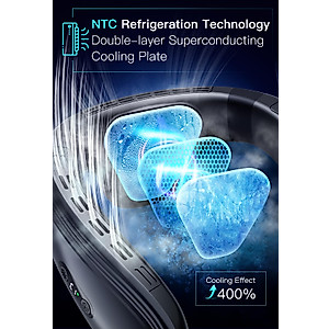 LIOURY Neck Air Conditioner Portable, Front & Back Up-down Airflow Portable Neck Fan, 360° Full-body Cooling Neck Fan, 8000 mAh Rechargeable Neck Fan Air Conditioner with Large Cooling Plate (Black0)