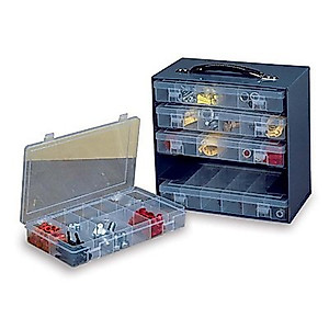 DURHAM Plastic Divider Box - 13-1/8 x9x2-5/16" - (24) Compartments - (3 Fixed, 5 Adj) Dividers