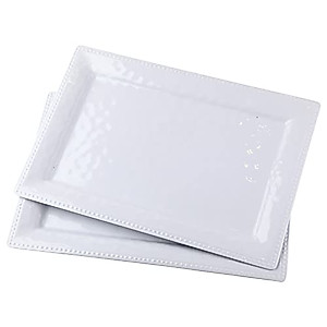 LOK-OSEMILE Emboss effectSet of 2 Melamine Rectangular Serving Trays/Platters - White (2)