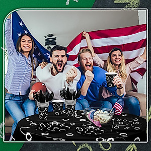 Teenyyou 145 Pcs Football Party Supplies Kit Tableware Set, Including Paper Plates, Napkins, Cups, Forks, Knifes and Tablecloth for Football Themed Birthday Party Favors Decorations, 24 Guests