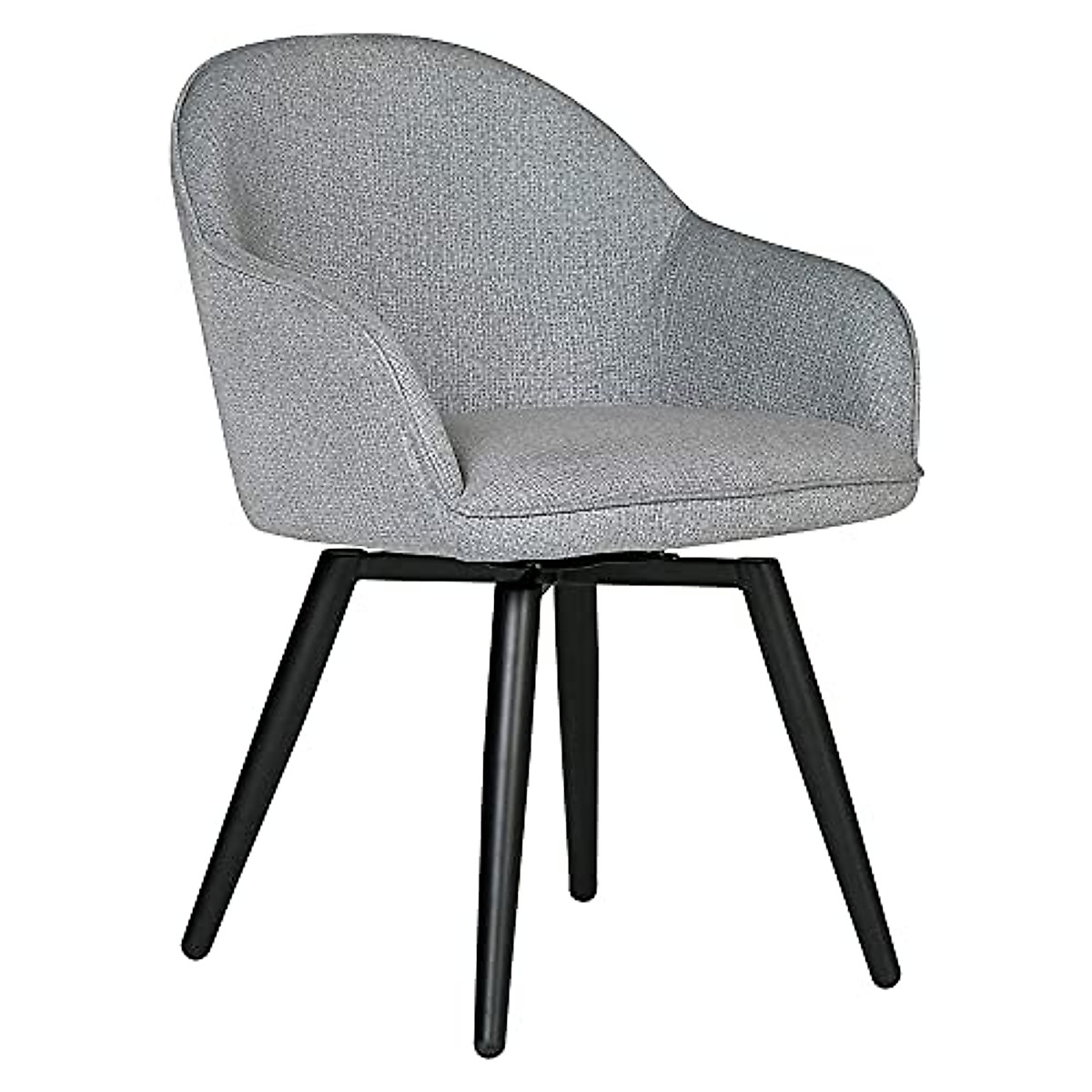 Studio Designs Home Dome Upholstered Swivel Dining, Office Grey Accent Chair with Arms and Metal Legs, 24" W x 23" D x 32.5" H, Heather Gray