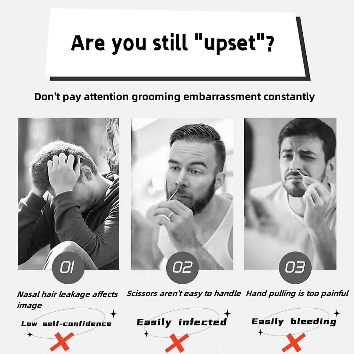 KongLam Stainless Steel Nose Hair Trimmer for Men - Easy to Use, Safe and Painless