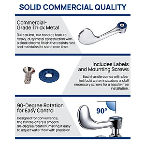 Sepaitek Kitchen Faucet Handle Replacement Commercial Faucet Parts, Heavy Duty Wrist Blade Handles for Restaurant, Industrial, Hospital, Thickened Metal, Blue of Cold Side