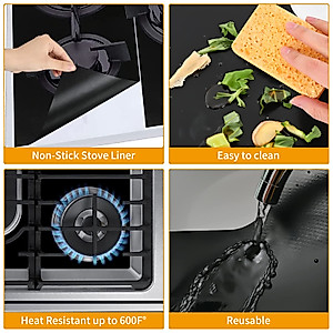 Stove Burner Covers Gas Stove Protectors for Samsung LG Gas Range, Reusable Gas Stove Covers, Non-Stick Washable Stove Liner, Stove Covers Heat Resistant Protectors for Kitchen/Cooking (0.4mm, 2Pack)