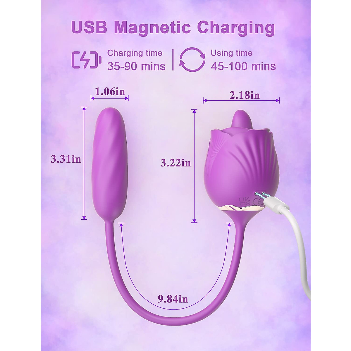 Rose Sex Stimulator for Women,4 in1 Sex Toys,Vibrator Dildo with 9 Tapping & 9 Thrusting,Tongue Licking Anal Adult Women Sex Toy for Clit Nipple Licker G Spot Stimulation for Women Couples