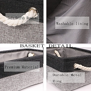 Bidtakay Baskets Set Fabric Storage Bins-Black&Grey Bundled Baskets of 2 Large Baskets 16" X 11.8" X 11.8" + 6 Small Baskets 11.8" X 7.8" X 5"