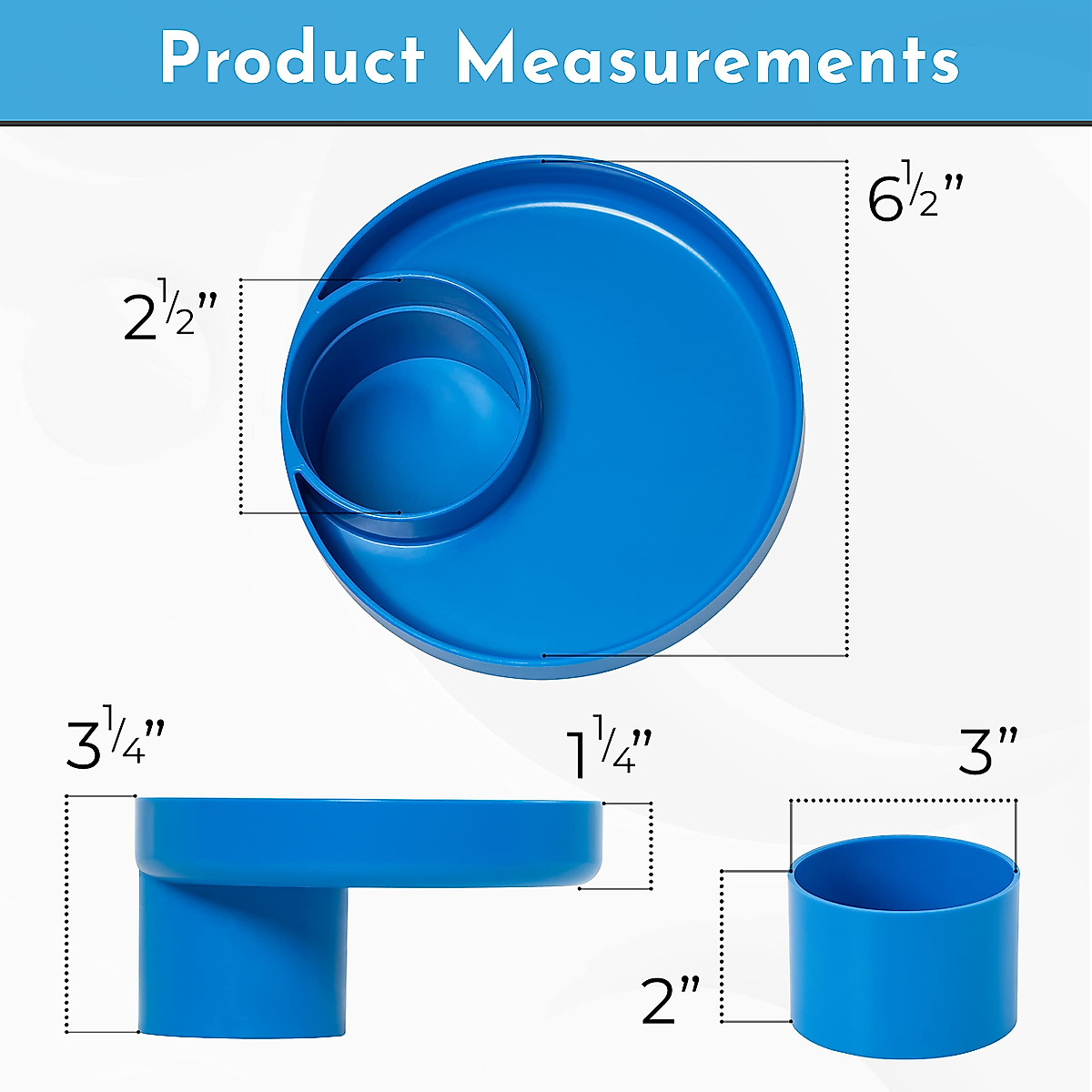 My Travel Tray Round, USA Made. Easily Convert Your existing Cup Holder to a Tray and Cup Holder for use in a Car Seat, Booster, Stroller, Golf Cart and Anywhere You Have a Cup Holder! Blue