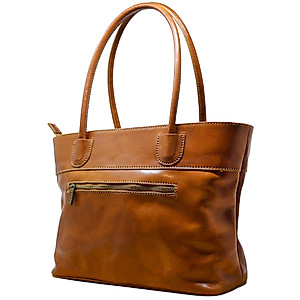 Floto Napoli Italian Leather Women's Shoulder Bag Handbag Purse (Olive Honey Brown)