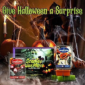 SoulOrigin Halloween Scented Wax Melts, Scented Soy Wax Cubes Set for Caramel Apples, Pumpkin Pie, Candy Corn, Halloween Cookies, Chocolate Bars, Popcorn Balls, Caramel Corn, Halloween Gummy Candies