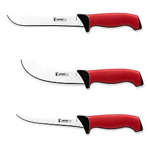 Jero Pro Series TR 3 Piece Butcher Set - Narrow Butcher, Skinning Knife, and Boning Knife - Soft Grip Handles With German High-Carbon Stainless Steel Blades - Made In Portugal