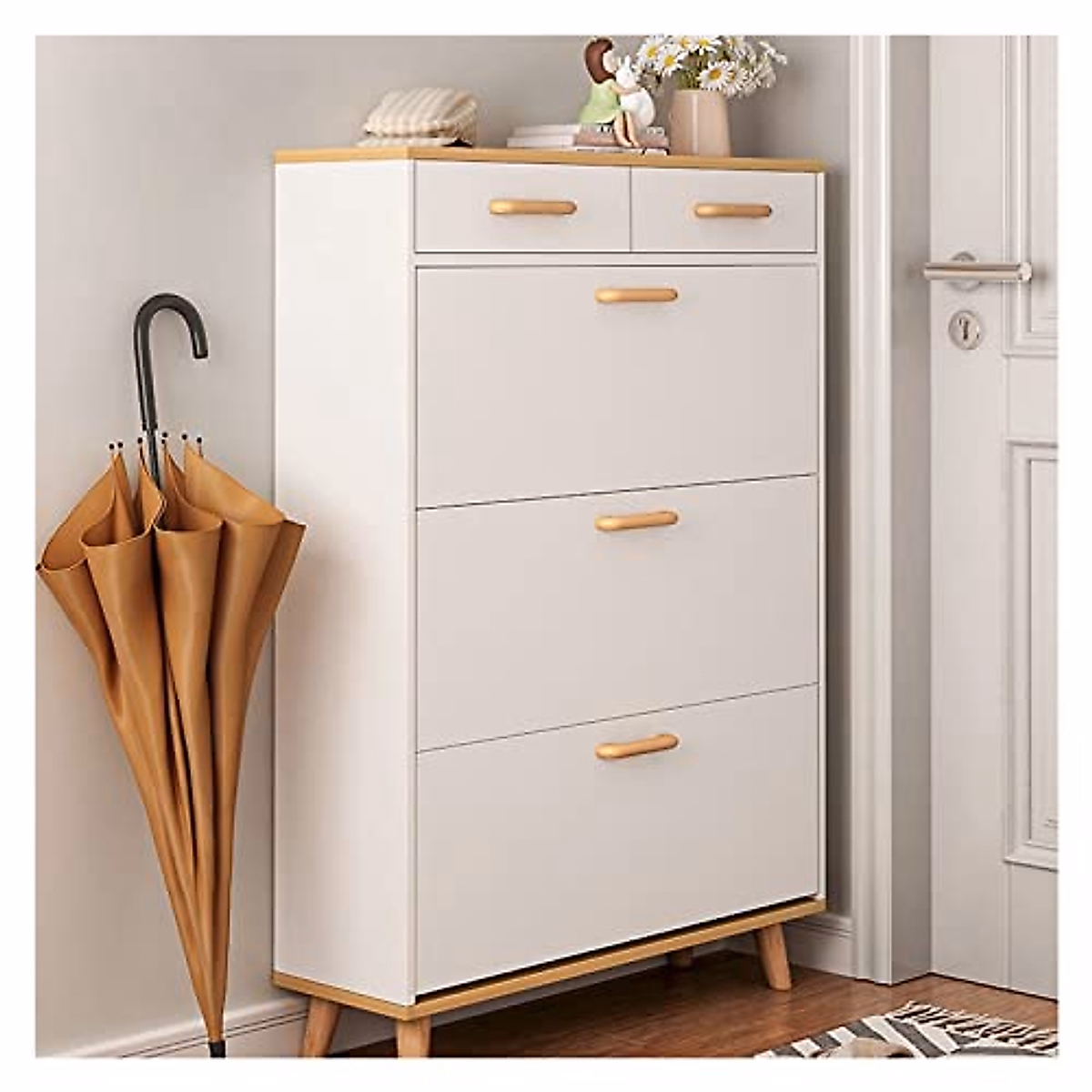 KIZQYN Shoe Storage Cupboard Flip-Flop Shoe Cabinet Ultra-Thin Home into The Doorway Multi-Functional Simple Storage Multi-Layer Shoe Rack Shoes Storage Cabine (Size : 90x24x134cm)