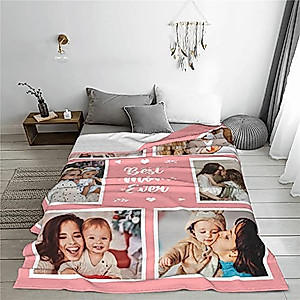 Easycosy Gifts for Mom Custom Blanket with Photo Personalized Picture Collage Throw Blanket Customized Mothers Day Birthday Gifts from Daughter 30"x40"