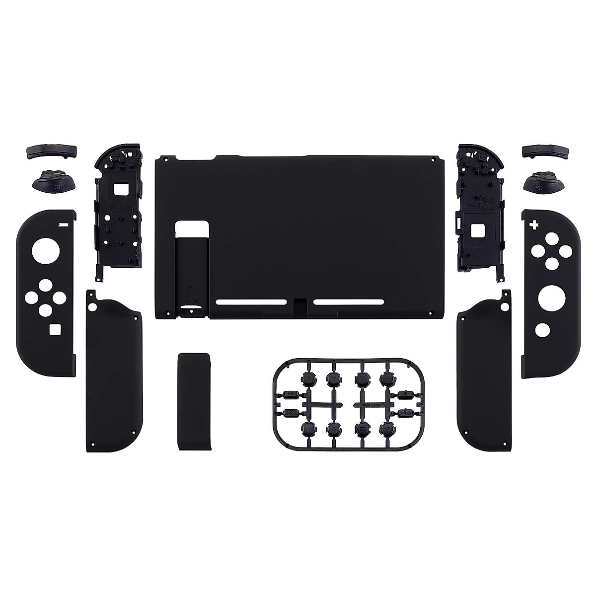 eXtremeRate Black Front Back Plate for Nintendo Switch Console, NS Joycon Handheld Controller Housing with Full Set Buttons, Full Set Replacement Shell for Nintendo Switch - Switch NOT Included