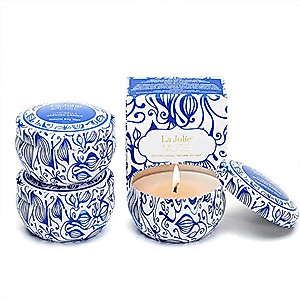 LA JOLIE MUSE Citronella Candles Outdoor, Citronella Candles for Patio Set 3, Natural Soy Wax Candles, 3 Wick Candles, Outdoor & Indoor, 3 Pack, Each of 6.5 OZ