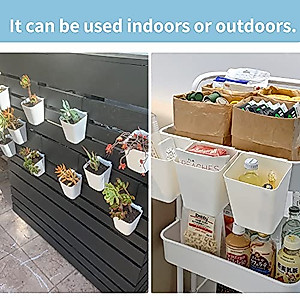 SMGSP 5 Pack Cart Hanging Cup Holder, Rolling Cart Accessories Utility cart Accessories Hanging Bins, Pencil Holder Hanging Trolley Basket, Planter Hanging Buckets for Home Kitchen (White)