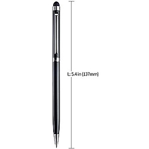 ChaoQ Stylus Pens for Touch Screens (5 Pcs), 2 in 1 Slim Capacitive Stylus Ballpoint Pens (Black Ink), with 10 Replaceable Rubber Tips (Black,Silver,Blue,Gold,Green)