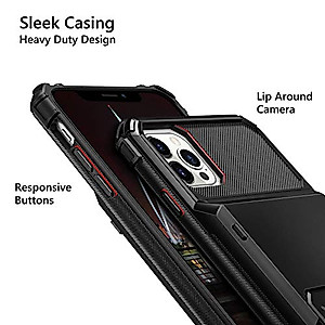 Vofolen Compatible with iPhone 12 Pro Max Case 5G Wallet 4-Card ID Slot Credit Card Holder Flip Hidden Pocket Dual Layer Hybrid TPU Bumper Armor Protective Hard Shell Back Cover Black