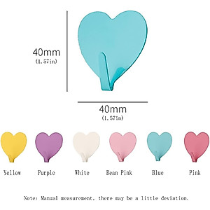 JtmyAota 6 Pack Heart Shaped Decorative Wall Hooks, Stainless Steel Strong Adhesive Wall Hook for Home Kitchen Bathroom Office (Light Pink)