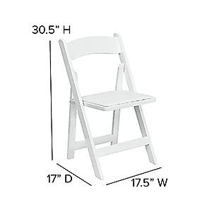 EMMA + OLIVER 2 Pack White Wood Folding Chair with Vinyl Padded Seat