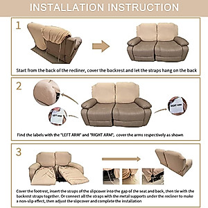 CRFATOP Printed Recliner Chair Slipcover with Pockets 2 Seat Recliner Sofa Covers 6-Pieces Lazy Boy Chair Cover Fallon Collection Slipcover for Recliner with Elastic Bottom,01