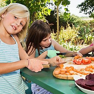 4 Pairs Kids Cut Resistant Gloves Level 5 Safe Gloves Protection for Kitchen Garden, Oyster Shucking, Crafts, DIY (Small)