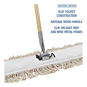Boardwalk BWKM365C 36 in. x 5 in. Cotton Head 60 in. Wood Handle Cotton Dry Mopping Kit - Natural (1-Kit)