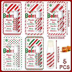 Sacubee 30 Pcs Christmas Lip Balms Bulk Xmas Lip Balm Honey Flavored 5 Styles Holiday Party Treat Goodie Bags Stuffers Small Gifts for Kids Women Men