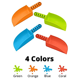 4E's Novelty 4 Pack Beach Shovels 8 Inch, Heavy Duty Plastic Sand Shovel for Kids, - Great for Planting Gardening Shovels for Toddlers, Outdoor Digging Sandbox Toys