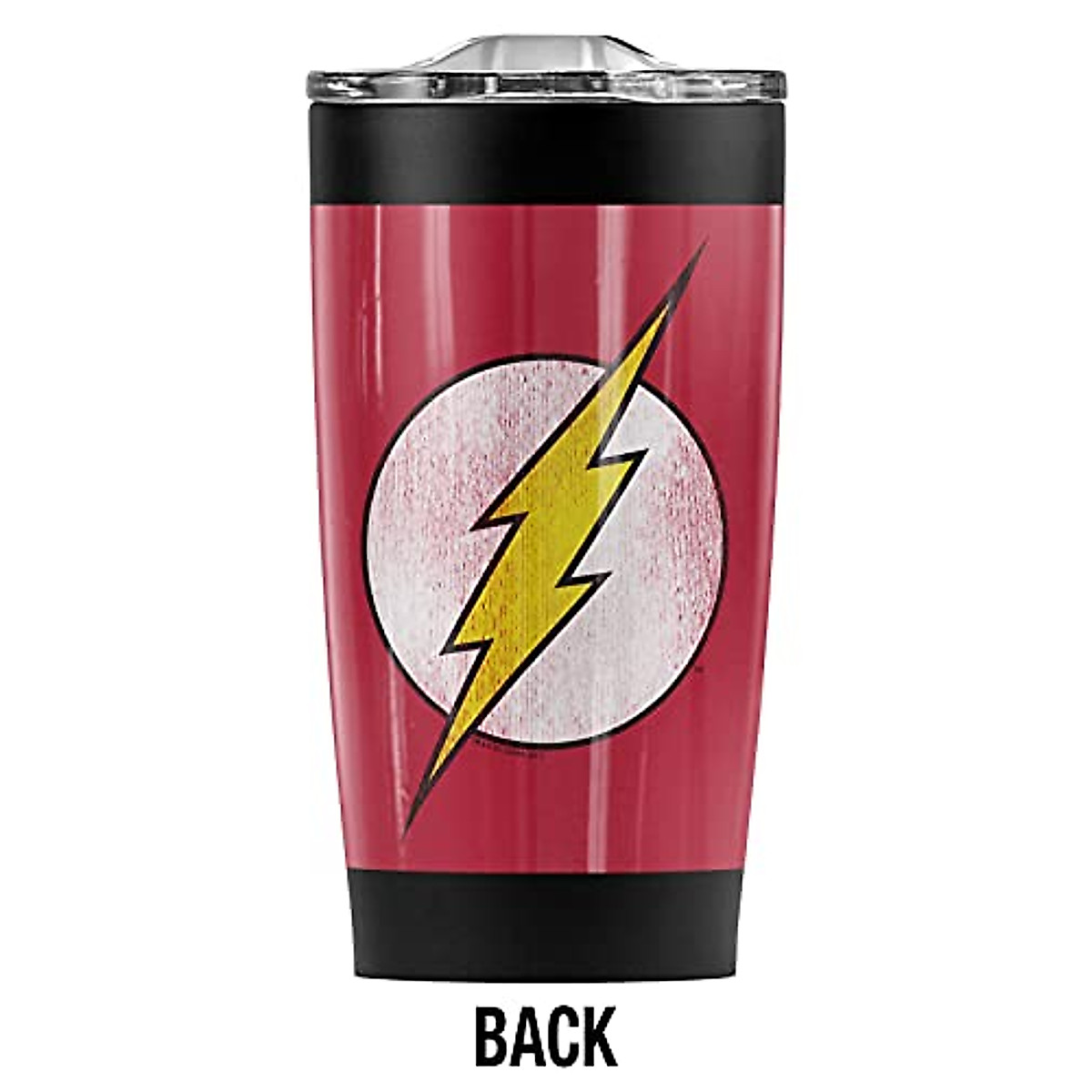 The Flash Logo Distressed White & Yellow Stainless Steel Tumbler 20 oz Coffee Travel Mug/Cup, Vacuum Insulated & Double Wall with Leakproof Sliding Lid | Great for Hot Drinks and Cold Beverages