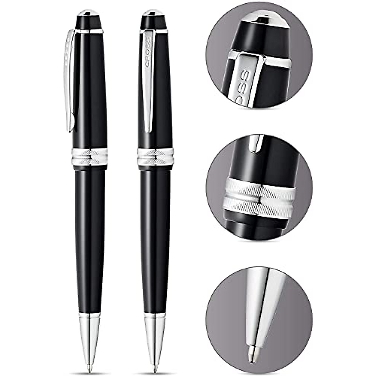 Cross Bailey Light Polished Resin Refillable Ballpoint Pen, Medium Ballpen, Includes Premium Gift Box - Black