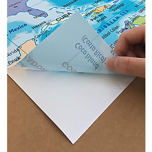 Academia Maps Giant 89 x 60 Blue Ocean World Map Wall Decal | Easy to Hang Wallpaper Stick and Peel | Wall Map of The World. Easy to Apply, Reposition, Remove. Safe for Walls