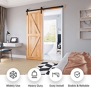 EaseLife 5 FT Heavy Duty Sliding Barn Door Hardware Track Kit,Basic J Pulley,Slide Smoothly Quietly,Easy Install (5FT Track Kit for 26"~30" Wide Single Door)