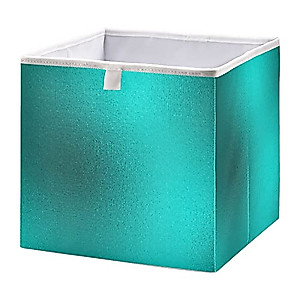 Teal Storage Basket Storage Bin Square Collapsible Nursery Hamper Decorative Storage Boxes Organizer for Nursery Toys Kids Room