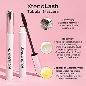 MCoBeauty XtendLash Lengthening Tubular Mascara, Volumizing & Lengthening for Dramatic Lashes, Vegan, Cruelty Free Cosmetics