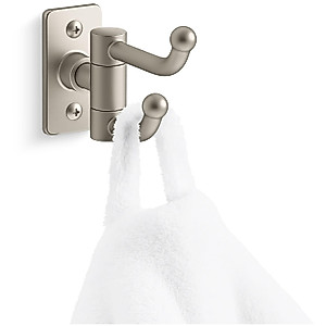 Kohler K35927-SN Castia by Studio McGee Double Hook Robe Hook Vibrant Polished Nickel