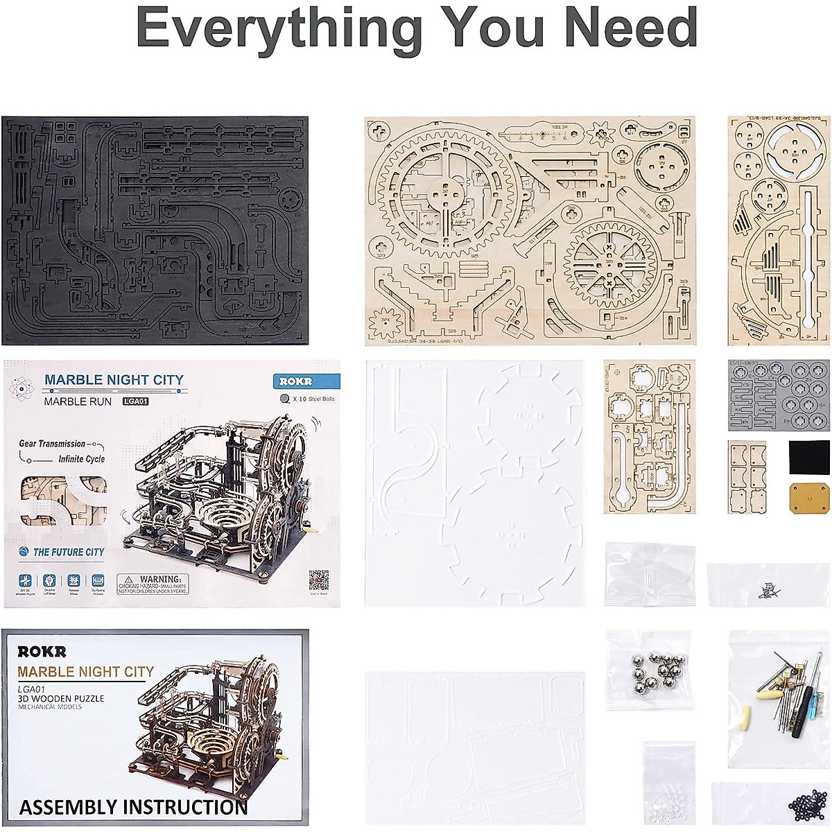 ROKR 3D Wooden Puzzles for Adult, Marble Run Puzzle Model Mechanical Marble Run Building Kits DIY Toy Hobbies for Adults for Men, Women