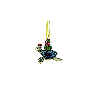 Blue Sea Turtle Beach Ocean Coastal Resin Christmas Tree Hanging Ornament Decoration Decor