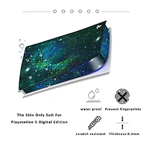 PS5 Skin Digital Edition Console and Controller, PS5 Stickers Vinyl Decals for Playstation 5 Console and Controllers, Digital Edition (Green Starry Sky)