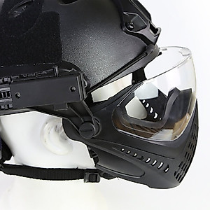 Koyheng Tactical Fast Baotou Helmet Outdoor Riding Mask Integrated Full Face Air Gun Mask Camouflage Version Ear Protection Goggles for Airsoft Paintball CS Other Outdoor Activities