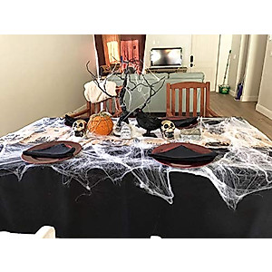 DearHouse 1100 sqft Halloween Stretch Spider Webs Indoor & Outdoor Spooky Spider Webbing with 60 Fake Spiders for Halloween Decorations