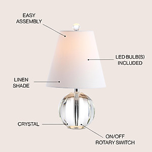 JONATHAN Y JYL2079A Goddard 16" Crystal Ball/Metal LED Table Lamp Glam Transitional Bedside Desk Nightstand Lamp for Bedroom Living Room Office College Bookcase LED Bulb Included, Clear