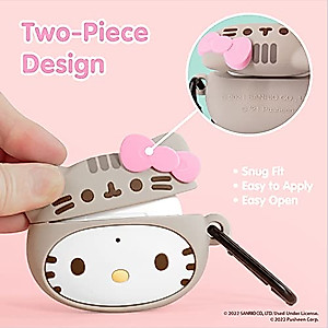 iFace Cute AirPods Pro/Pro 2 Case - Hello Kitty x Pusheen Silicone Character Figure Cover [Keychain Clip Included] [Wireless Charging Compatible]
