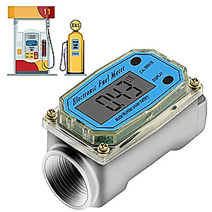 Digital Flow Meter 1 inch Turbine Water Flowmeters 30 GPM Fuel Lab Counter Gauge for Gas Diesel Kerosene Gasoline Oil High Accuracy Electric Measurement