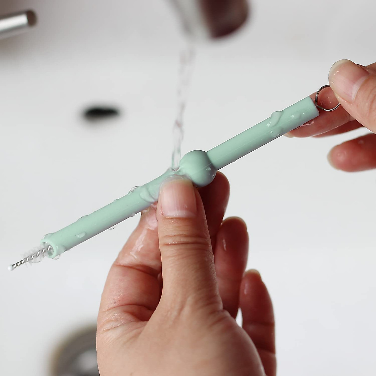 Ginbear 2-in-1 Silicone Baby Cups with Straw & Snack Cup Lid, 8.5 OZ Spill Proof Sippy Cups, Toddler Training Cup for ages 12 M+ (Hazy Green)