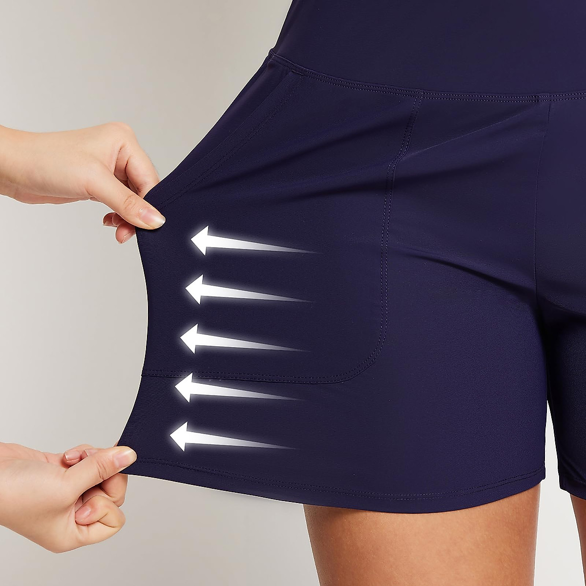 baleaf Women's Swim Shorts Tummy Control Modest Swimsuits Bathing Suit Bottoms 5" Board Shorts Beach Trunks with Pockets Dark Blue 2XL