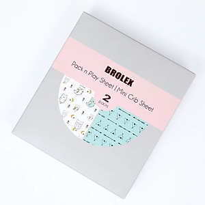 Pack n Play Sheets, BROLEX 2 Pack Mini Crib Sheets,Stretchy Portable Fitted Playard Sheet Set, Convertible Playard Mattress Cover,Ultra Soft Breathable Material,Arrow Owl