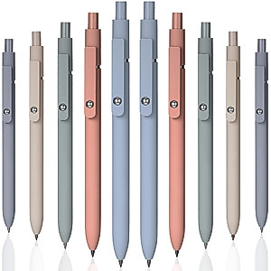 Gel Ink Pens Quick Dry Ink Pens Retractable Ink Pens Bulk Rolling Ball Gel Ink Pens Fine Point Smooth Writing Pens 0.5 mm for School Office Home, Black Refill, 5 Colors (10 Pieces)