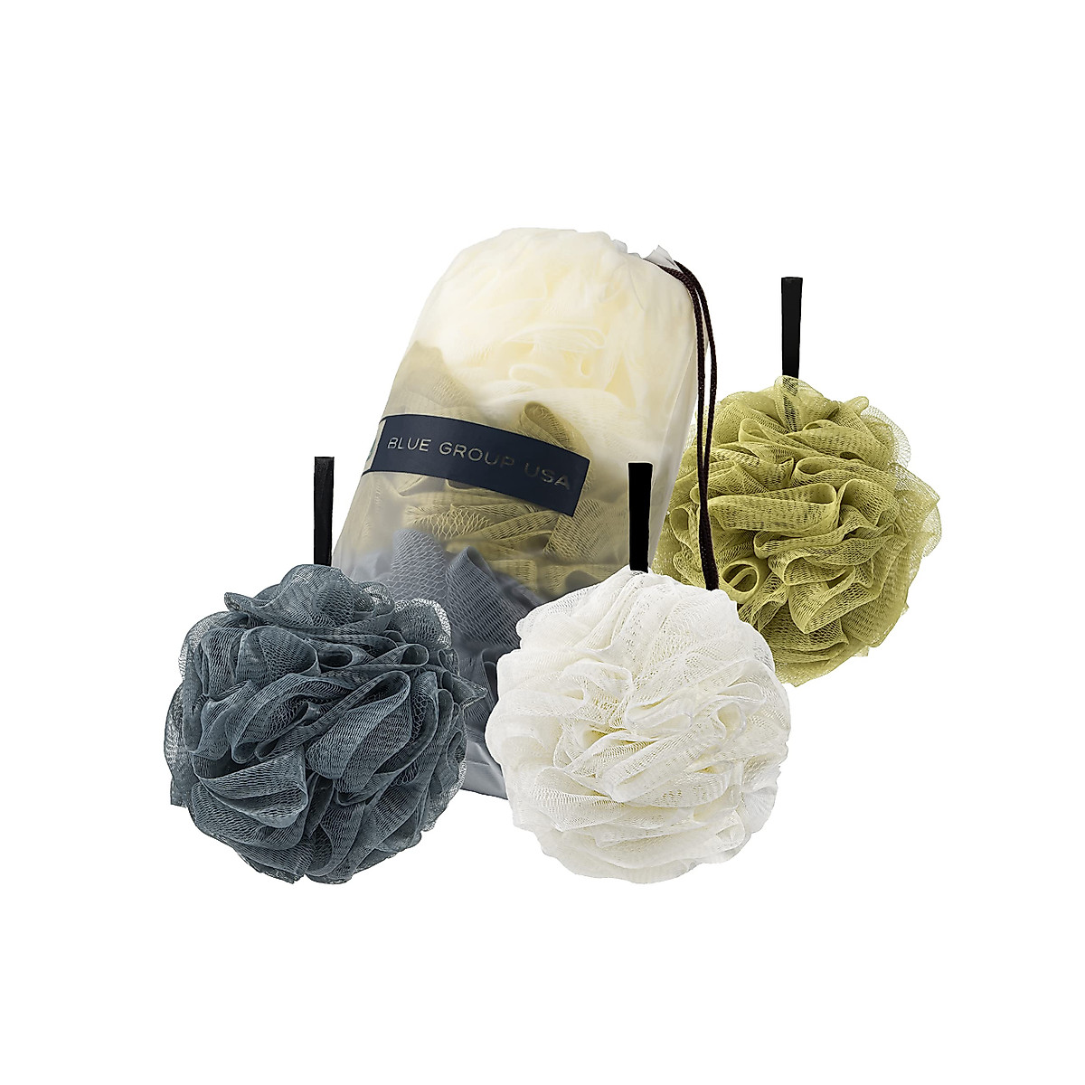 Shower Bath Loofah Sponge Shower Ball Body Scrubber Exfoliator - Set of 3
