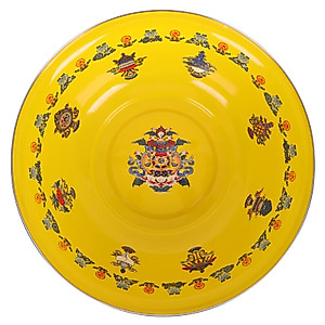 DOITOOL Vintage Mixing Bowl Enamel Bowl Vintage Enamelware Salad Mixing Bowl Enamel Washing Basin Vintage Soup Basin Soup Bowl Round Serving Tray for Home